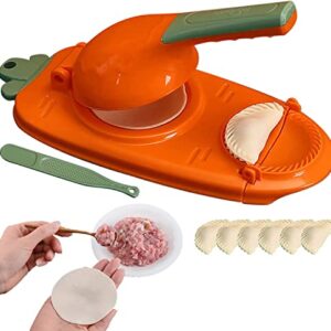 SYSGT Dumpling Maker Press 2in1 Empanada Skin Molds for Dumplings Empanadas, Ravioli Rolling Wrapper Mold Wonton Maker, Multifunctional Tool (Orange)