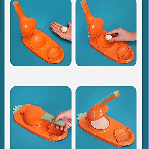 SYSGT Dumpling Maker Press 2in1 Empanada Skin Molds for Dumplings Empanadas, Ravioli Rolling Wrapper Mold Wonton Maker, Multifunctional Tool (Orange)