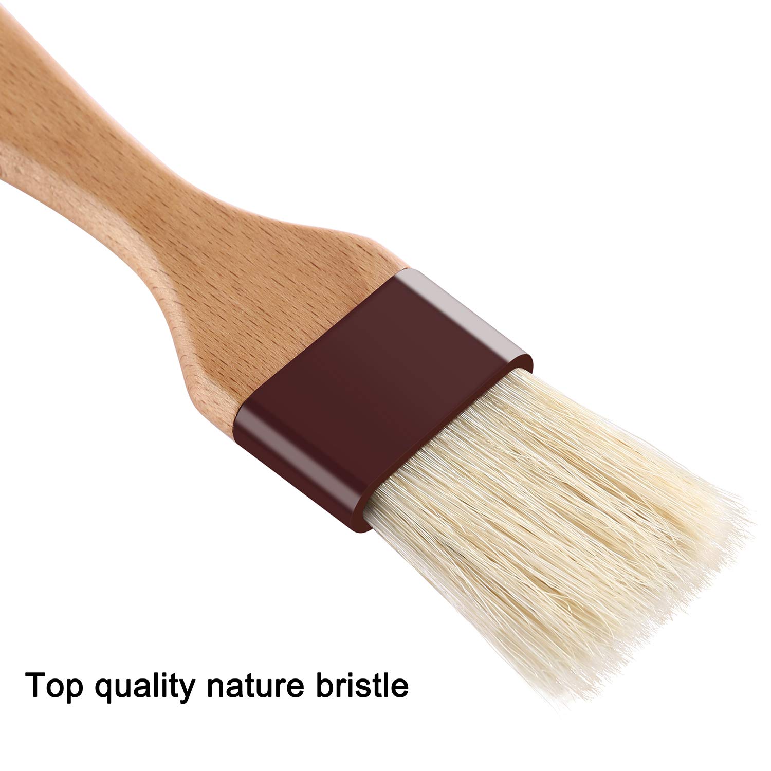 1 inch & 1.5 inch Pastry Brush Natural Boar Bristle Basting Brush Kitchen Oil Brush with Beech Wooden Handle and Hanging Rope String Grill BBQ Sauce Baster Baking Cooking Marinade Brushes (Pack of 2)