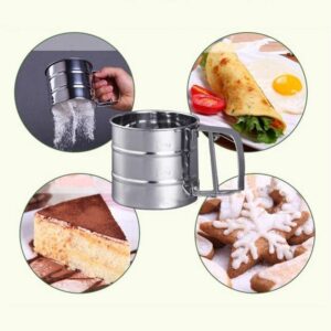 Manual Cup Fine Mesh Flour Sifter, Stainless Steel Flour Sieve,Powder Sugar Manual Sieve Cup Kitchen Baking Pastry