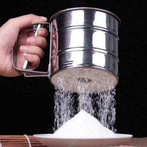 Manual Cup Fine Mesh Flour Sifter, Stainless Steel Flour Sieve,Powder Sugar Manual Sieve Cup Kitchen Baking Pastry