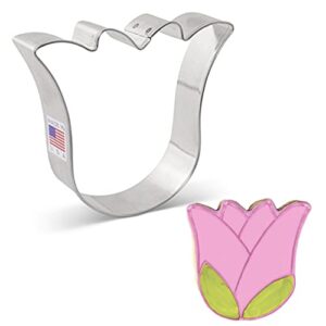 spring flower tulip cookie cutter, 3.5" made in usa by ann clark