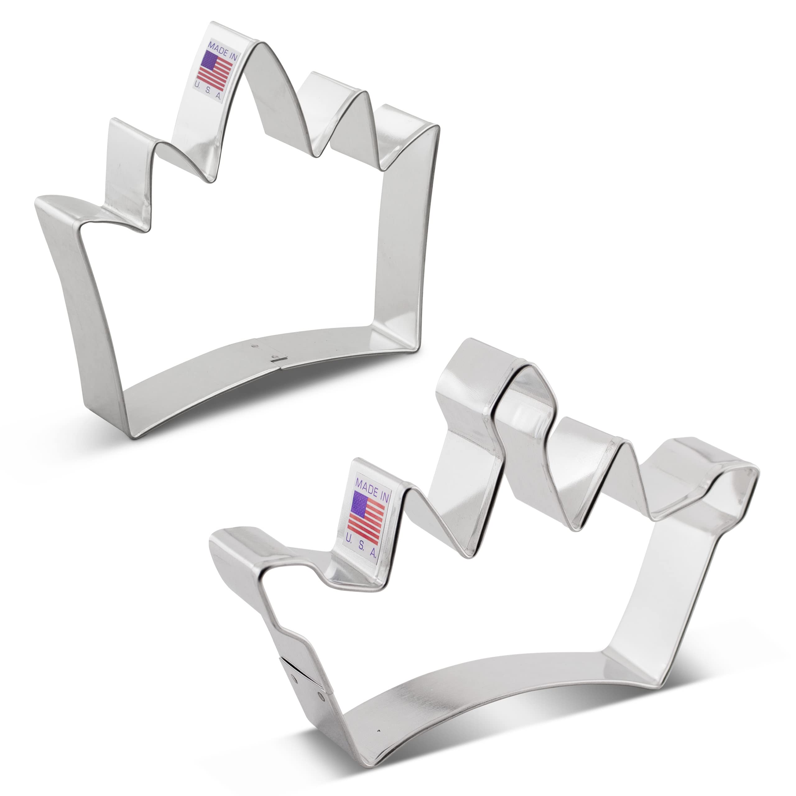 Crown Cookie Cutters 2-Pc Set Made in USA by Ann Clark, Princess Tiara and Crown