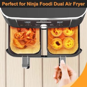 Air Fryer Liners, 100PCS Disposable Rectangle Air Fryer Parchment Paper Liners for All 8QT-10QT Dual Basket Fryer, 8.6''x5.5'' Baking Paper, Air Fryer Accessories for Ninja DZ201 DZ401(Free Oil Brush)