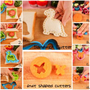 Sandwich Cutter and Sealer for Kids Large Bread Sandwich Decruster Pancake Maker 10PCS Fruits Cookies Vegetables Shaped Cutters for Kids Lunch Bento Box Dinosuar Mickey Heart Star flower