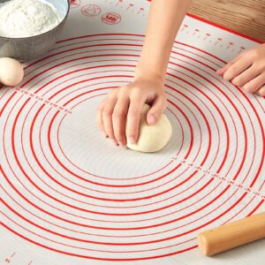 KUFUNG Silicone Baking Mats Non-Slip Pastry Mat Countertop Protector Fondant Mat for Rolling Dough Pie Crust Pizza and Cookies (24 x 16 Inch, Red)