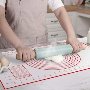 KUFUNG Silicone Baking Mats Non-Slip Pastry Mat Countertop Protector Fondant Mat for Rolling Dough Pie Crust Pizza and Cookies (24 x 16 Inch, Red)