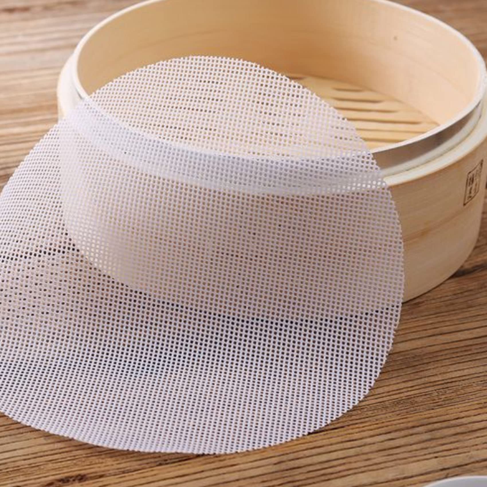 Inchant 5pcs Round Silicone Steamer Mats Non-stick Silicone Dumplings Buns Baking Pastry Dim Sum Mat for Bamboo Steamer