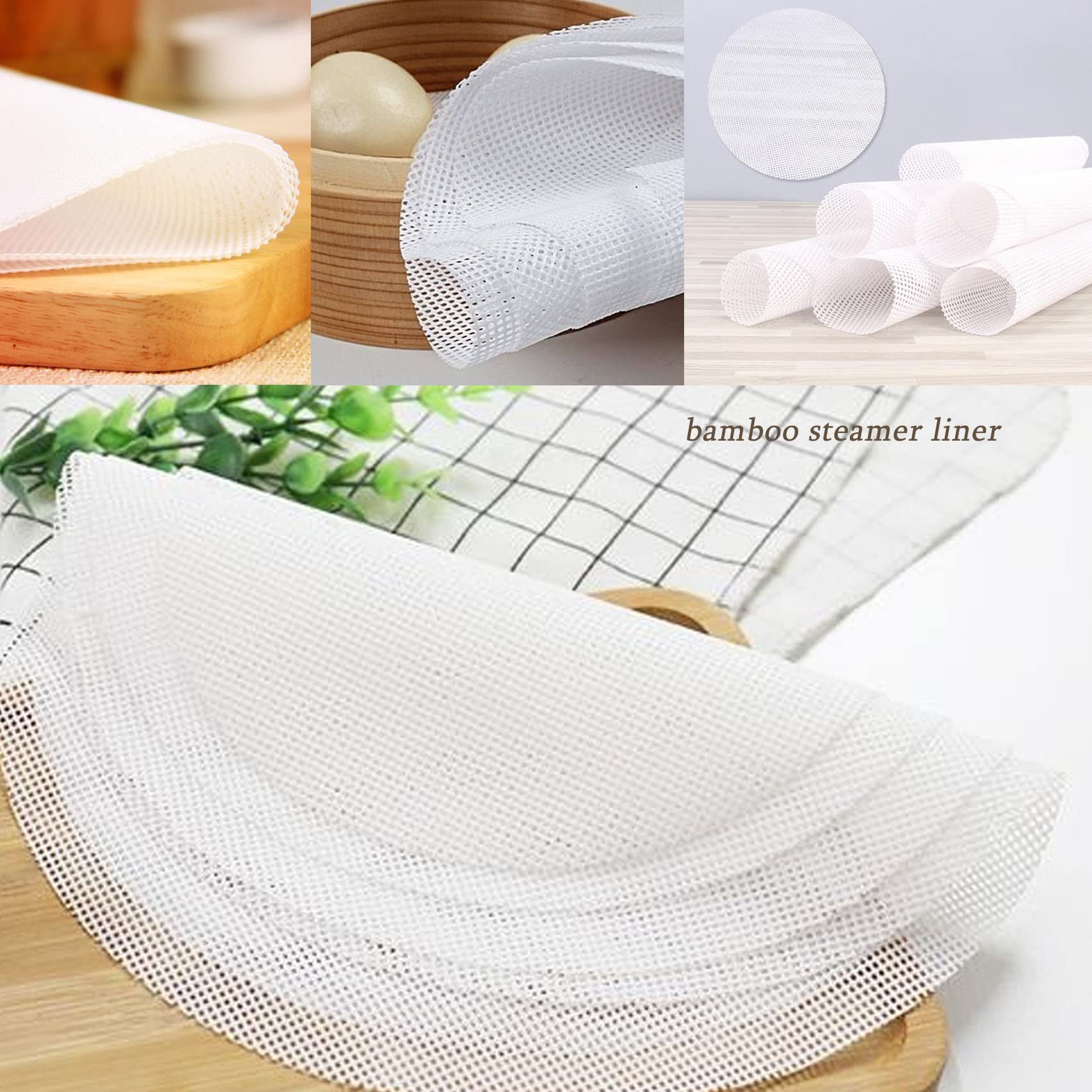 Inchant 5pcs Round Silicone Steamer Mats Non-stick Silicone Dumplings Buns Baking Pastry Dim Sum Mat for Bamboo Steamer