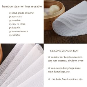 Inchant 5pcs Round Silicone Steamer Mats Non-stick Silicone Dumplings Buns Baking Pastry Dim Sum Mat for Bamboo Steamer