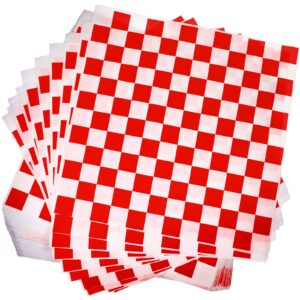 600 pcs sandwich wrapping paper sheet 15x15 checkered food wax paper sheets parchment paper basket liner grease restaurant supplies for wrapping bread burgers food serving (red)