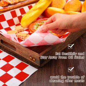 600 Pcs Sandwich Wrapping Paper Sheet 15x15 Checkered Food Wax Paper Sheets Parchment Paper Basket Liner Grease Restaurant Supplies for Wrapping Bread Burgers Food Serving (Red)