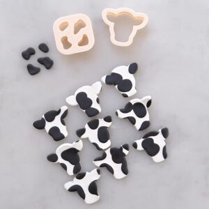 2Pcs Polymer Clay Cutters for Earrings, Plastic Clay Cutters for Polymer Clay Jewelry, Milk and Cow Clay Earring Cutters for Polymer Clay, Clay Earring Making Kit and Polymer Clay Earring Kit