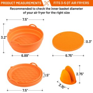 Kitchentastic Silicone Air Fryer Accessories. Reusable Air Fryer Liners Silicone Replaces Parchment Paper For Air Fryers. 7.5In Air Fryer Pans Fit 3-5QT AirFryers. Easy to Clean Air Fryer Silicone Pot