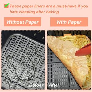 YQL Air Fryer Parchment Paper Liners,100Pcs 8 Inch Disposable Air Fryer Liners Square Non Stick Greaseproof Paper Sheets for Air Fryer Basket Compatible with Ninja,Tower,Cosori and More