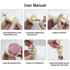 2 Set Mooncake Mould Press with 11 Stapms, FineGood DIY Cookie Cutter 50g 100g Flower Press Mooncake Mould Hand Pressure Mooncake Baking Tools