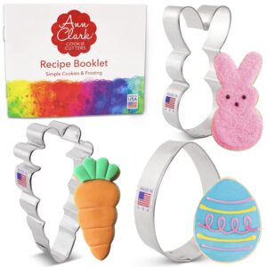 easter fun cookie cutters 3-pc. set made in the usa by ann clark, easter bunny, egg, and carrot