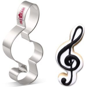 liliao g clef cookie cutter music biscuit fondant cutter - 2.1 x 4.3 inches - stainless steel