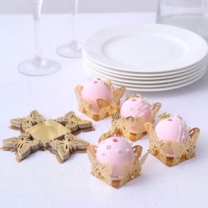 Efavormart 50 Pack | 4" Mini Metallic Gold Butterfly Truffle Cup Dessert Liners, Square Cupcake Tray Wrappers - 225GSM