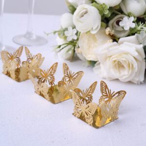 Efavormart 50 Pack | 4" Mini Metallic Gold Butterfly Truffle Cup Dessert Liners, Square Cupcake Tray Wrappers - 225GSM