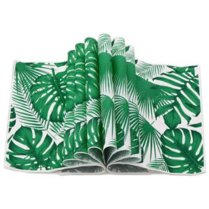 qeeenar 150 pcs wax paper palm leaf summer theme wax paper sheets for food greaseproof sandwich wrapping paper waterproof food basket liners oil leaf deli paper for burger cookies candy dessert