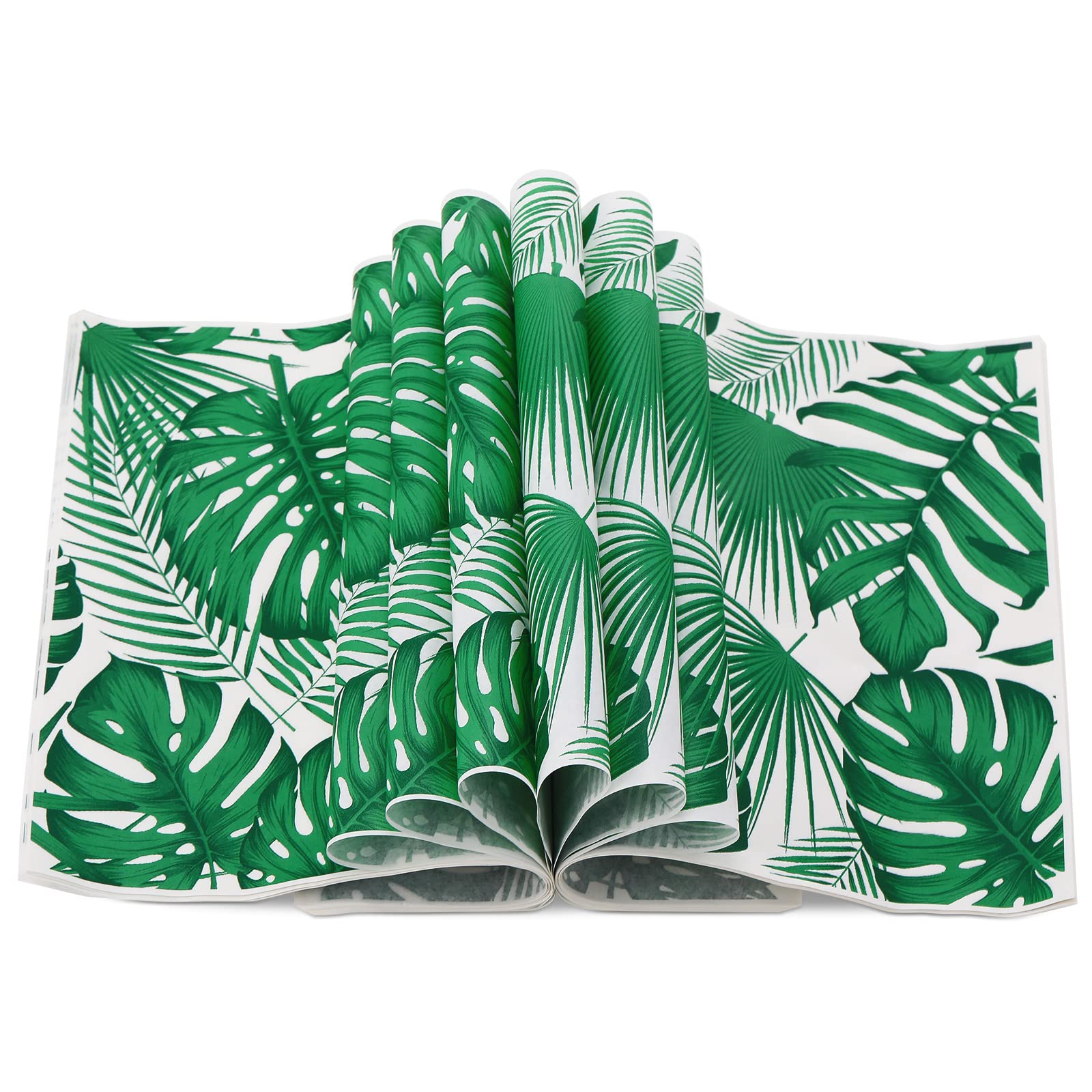 Qeeenar 150 Pcs Wax Paper Palm Leaf Summer Theme Wax Paper Sheets for Food Greaseproof Sandwich Wrapping Paper Waterproof Food Basket Liners Oil Leaf Deli Paper for Burger Cookies Candy Dessert