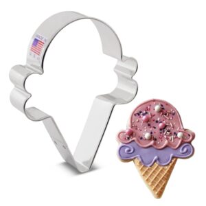 ice cream cone cookie cutter, 4" made in usa by ann clark