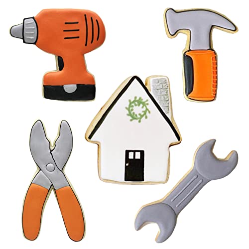 Father's Day Cookie Cutters Tools & Construction Cookie Cutters 5-Pc. Set Made in USA by Ann Clark, Cordless Drill, Hammer, Wrench, Pliers, House