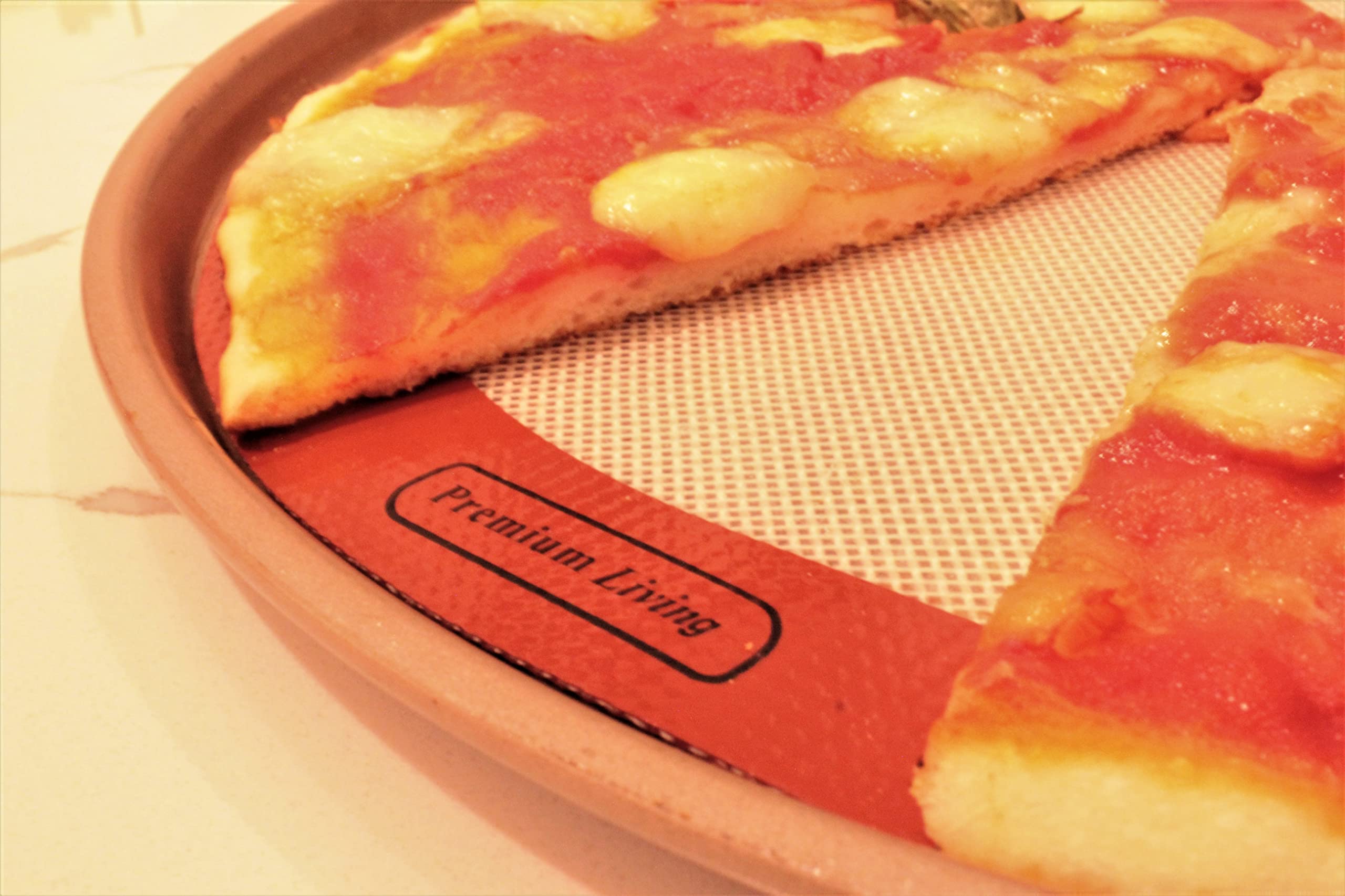 Premium Living Pizza Baking Silicone Mat 12" red (2, Red)