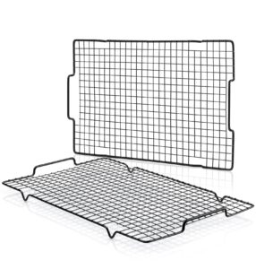 hulisen cooling rack 2 pack - 16" x 10", nonstick baking rack with handle fits half sheet pan, cookie cooling racks for baking and cooking, wire smoker racks for grilling, oven safe