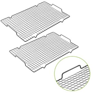 HULISEN Cooling Rack 2 Pack - 16" x 10", Nonstick Baking Rack with Handle fits Half Sheet Pan, Cookie Cooling Racks for Baking and Cooking, Wire Smoker Racks for Grilling, Oven Safe