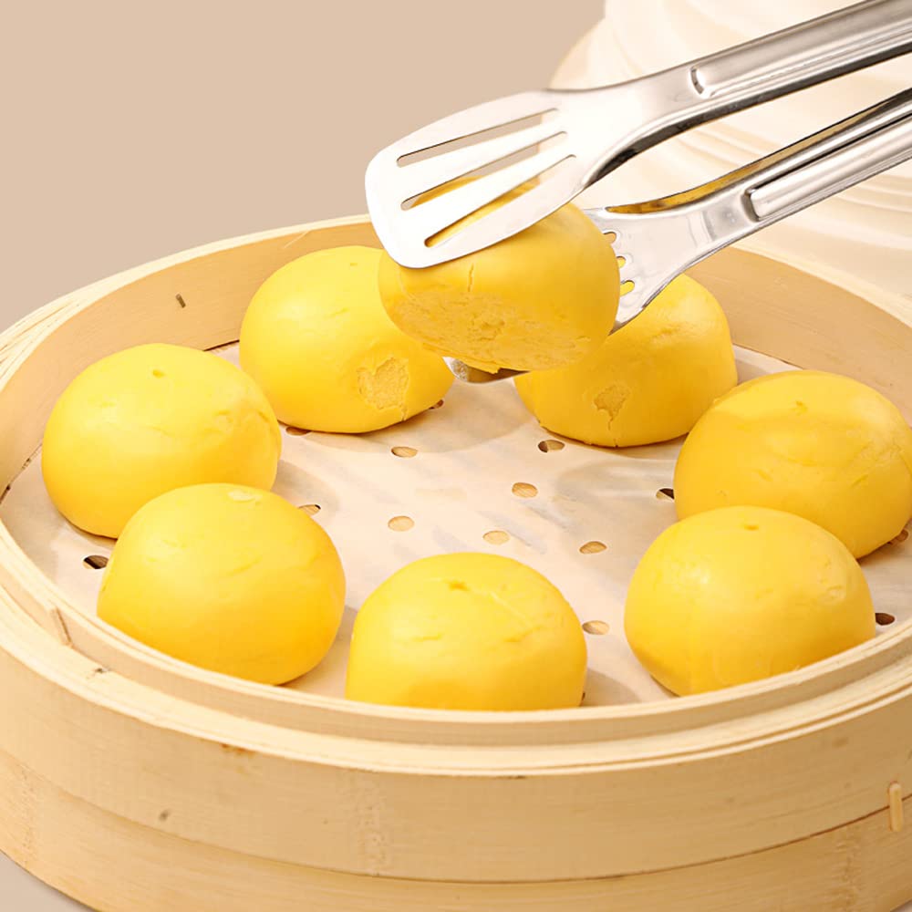 100 PCS Bamboo Steamer Liner, 10" Round Air Fryer Parchment Paper with Holes, White Anti-Stick Steamer Paper