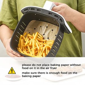 AW&SH Air Fryer Liners, 200pcs 7.5 inch Square Unbleached Air Fryer Disposable Paper Liner, Food Grade Parchment Paper for Baking Roasting Microwave, Oil-Proof, Water-Proof, Non-Stick