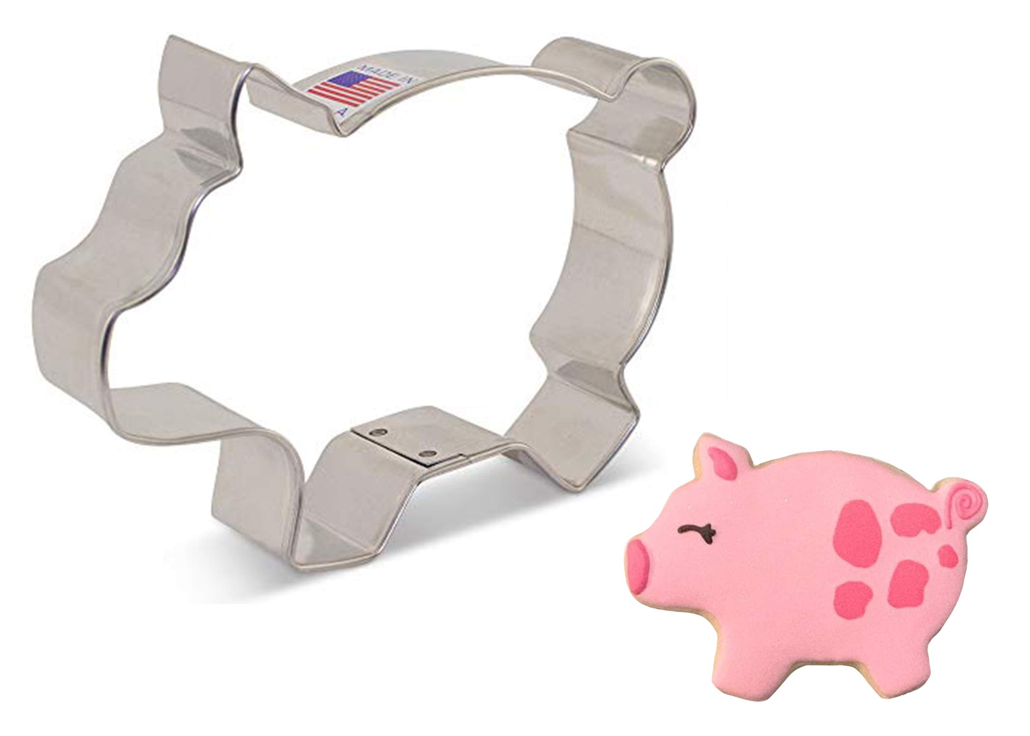 Pig Cookie Cutter, 4.25" Made in USA by Ann Clark