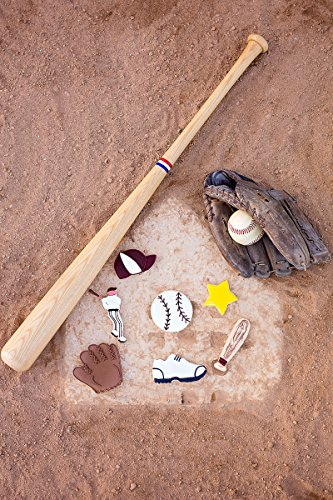 R&M International Baseball Cookie Cutters, Bat, Hat, Ball, Player, Glove, Star, Sneaker, 7-Piece Set,Silver