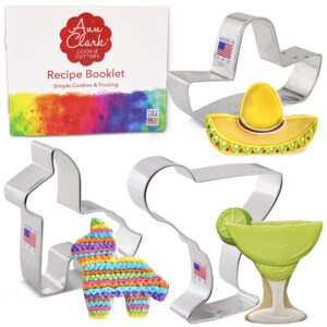 cinco de mayo cookie cutters 3-pc set made in usa by ann clark, pinata, sombrero, margarita glass