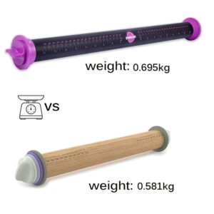 PROKITCHEN Silicone Rolling Pin with Thickness Rings, 23.6 inch Large Rolling Pin for Baking Fondant, Dough, Pasta, Cookie, Pizza, Dumpling (Purple Long Rolling Pin)