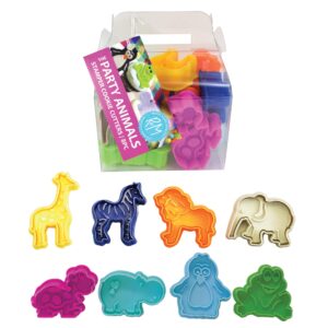 r&m international 0434 party animals pastry, cookie, and fondant stamper, standard 2" (8-piece set), assorted colors