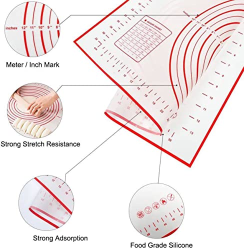 Pastry and Dough Mats - 3 Pack, Non Stick Silicone Kitchen Mat For Rolling Dough, And Fondant, With Size Guiding Circles, Dishwasher Safe