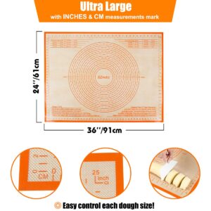 Extra Large Silicone Pastry Mat Nonstick Dough Mat with Measurement 36'' By 24'' for Fondant Mat, Kneading Mat, Dough Rolling Mat, Pie Crust Mat