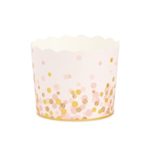 50 Pack Pink and Gold Polka Dot Cupcake Liners Wrappers, Muffin Paper Baking Cup for Wedding & Birthday