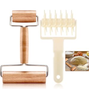 2 pieces pizza plastic dough docker wood pastry pizza roller, time-saver pizza dough roller docker for pizza crust or pastry dough