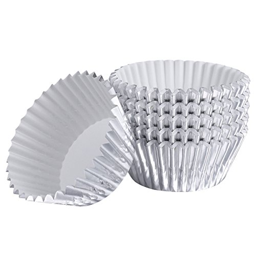 ROSENICE Cupcake Liners Aluminum Foil Cups Cake Muffin Molds for Baking (Silver) - 100 Pieces