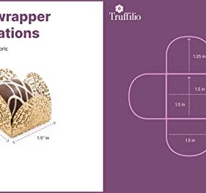 Truffilio Handmade Fabric Truffle Cups | Truffle Liners | Truffle Wrappers | Fominhas | candy cups for chocolate | Forminhas de Brigadeiro | candy liners - Pack of 30 (Fabric, Square Gold)