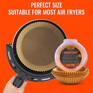 Air Fryer Liners (120Pcs), Air Fryer Disposable Paper Liner - Accessories for Airfryer, Oven & Steamer - Food Grade Parchment & Baking Paper - Greaseproof, Non-Stick, Oil-Proof Sheets (6.3 in)