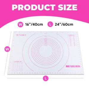 Measurik Extra Large Silicone Pastry Mat - Non-Stick 16''(W)24''(L) Silicone Baking Mat with Temperature and Measurement Table, Reusable Baking Oven Liner Sheet Food Grade and BPA Free