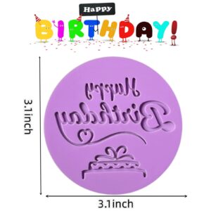 2 Pieces Happy Birthday Fondant Stamp/Embosser 3D Raised Design Cookie Stamp for Fondant, Icing, Decorating Cake/Sugar Paste/Cupcake