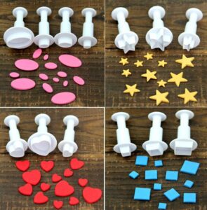 fondant cutter 13pcs/ set, geometric multicutters for cake design - round square oval heart - small, medium & large size