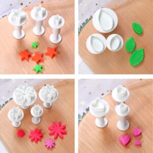 KORIXINE Cookie Cutters 36 Piece Fondant Cake Cookie Plunger Flower Daisy Blossom Leaf Butterfly Heart Shape Decorating Mold DIY Gum Paste Cookie Stamps Set Mini Clay Plunger