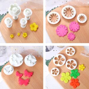 KORIXINE Cookie Cutters 36 Piece Fondant Cake Cookie Plunger Flower Daisy Blossom Leaf Butterfly Heart Shape Decorating Mold DIY Gum Paste Cookie Stamps Set Mini Clay Plunger